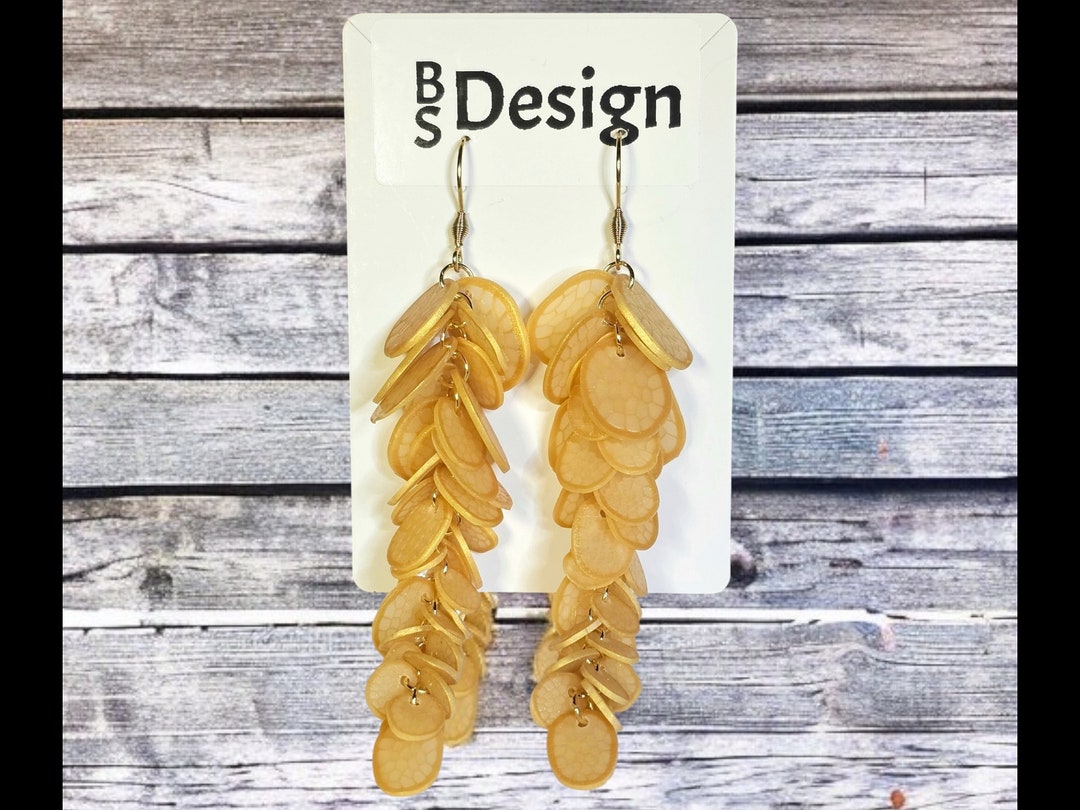Translucent and Gold Sheer Polymer Clay Earrings. Surgical Steel Hooks ...
