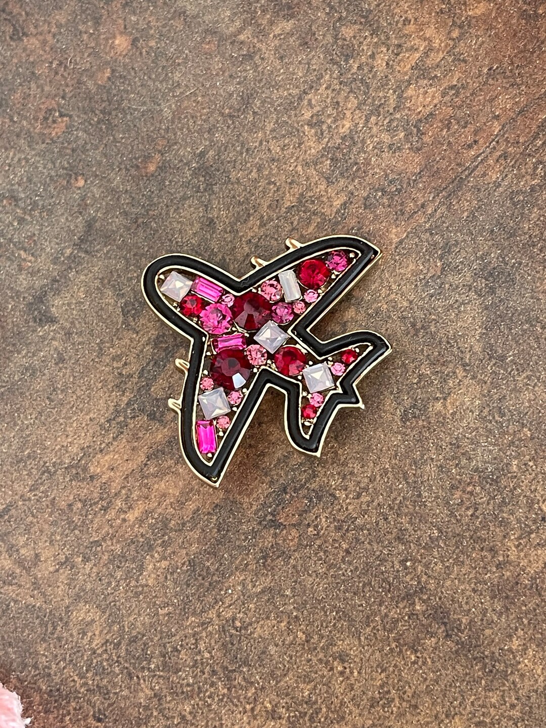 Pink Gems Airplane Brooch Pin - Etsy