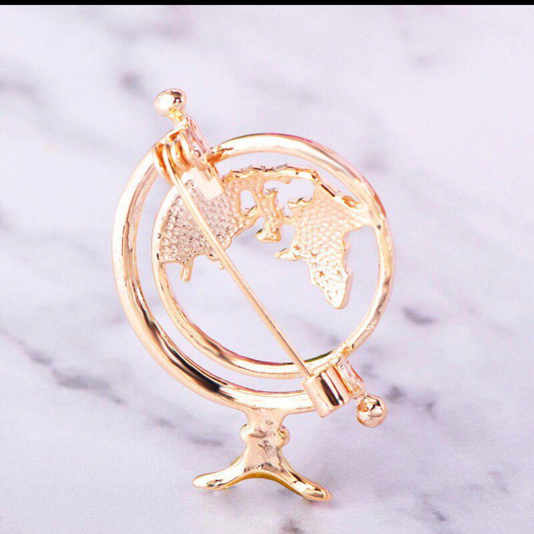 Globe, Silver, Gold, Map, Planet Earth Brooch, Pin - Etsy