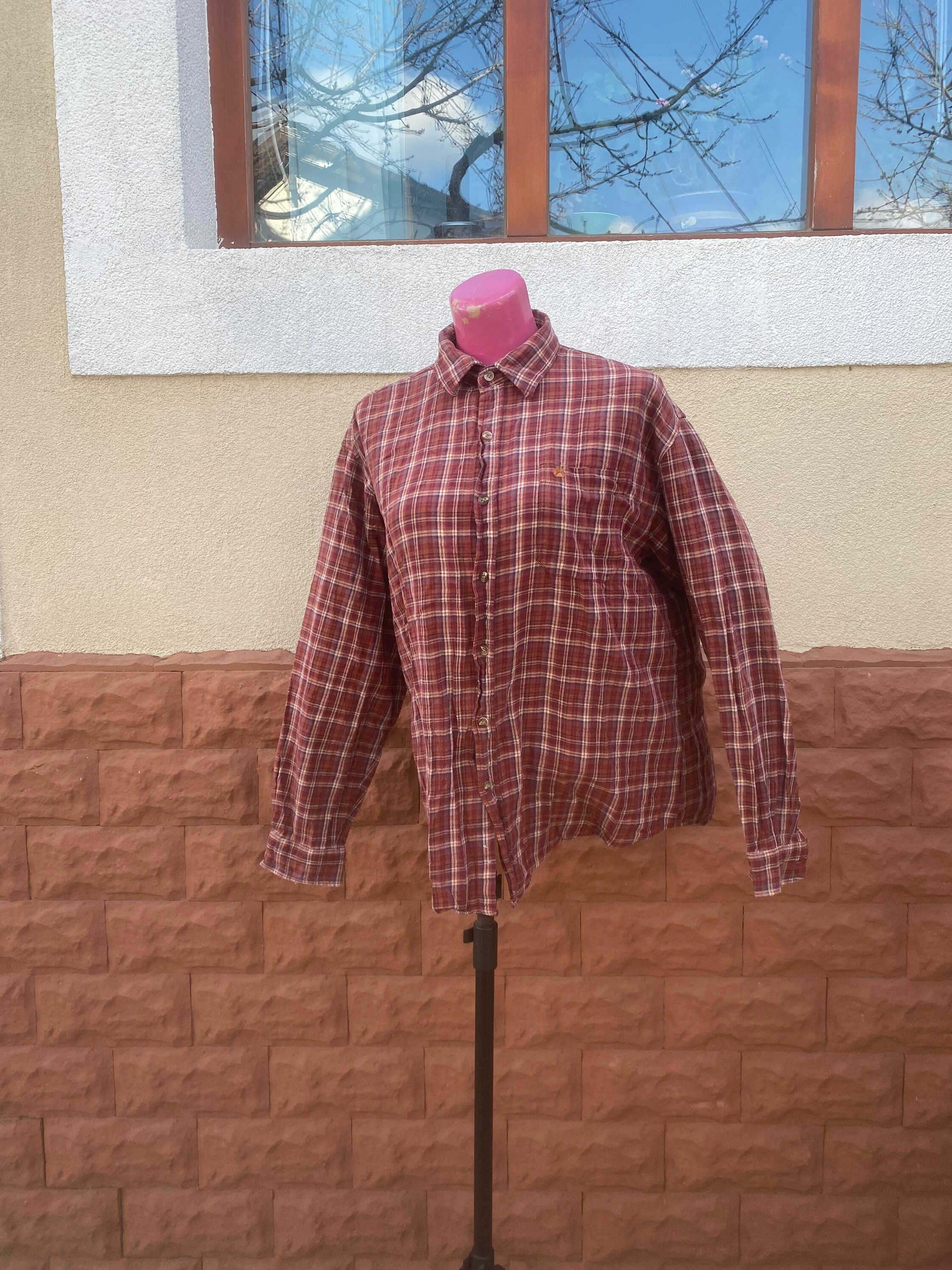 Red Squared Shirt , Size L - Etsy
