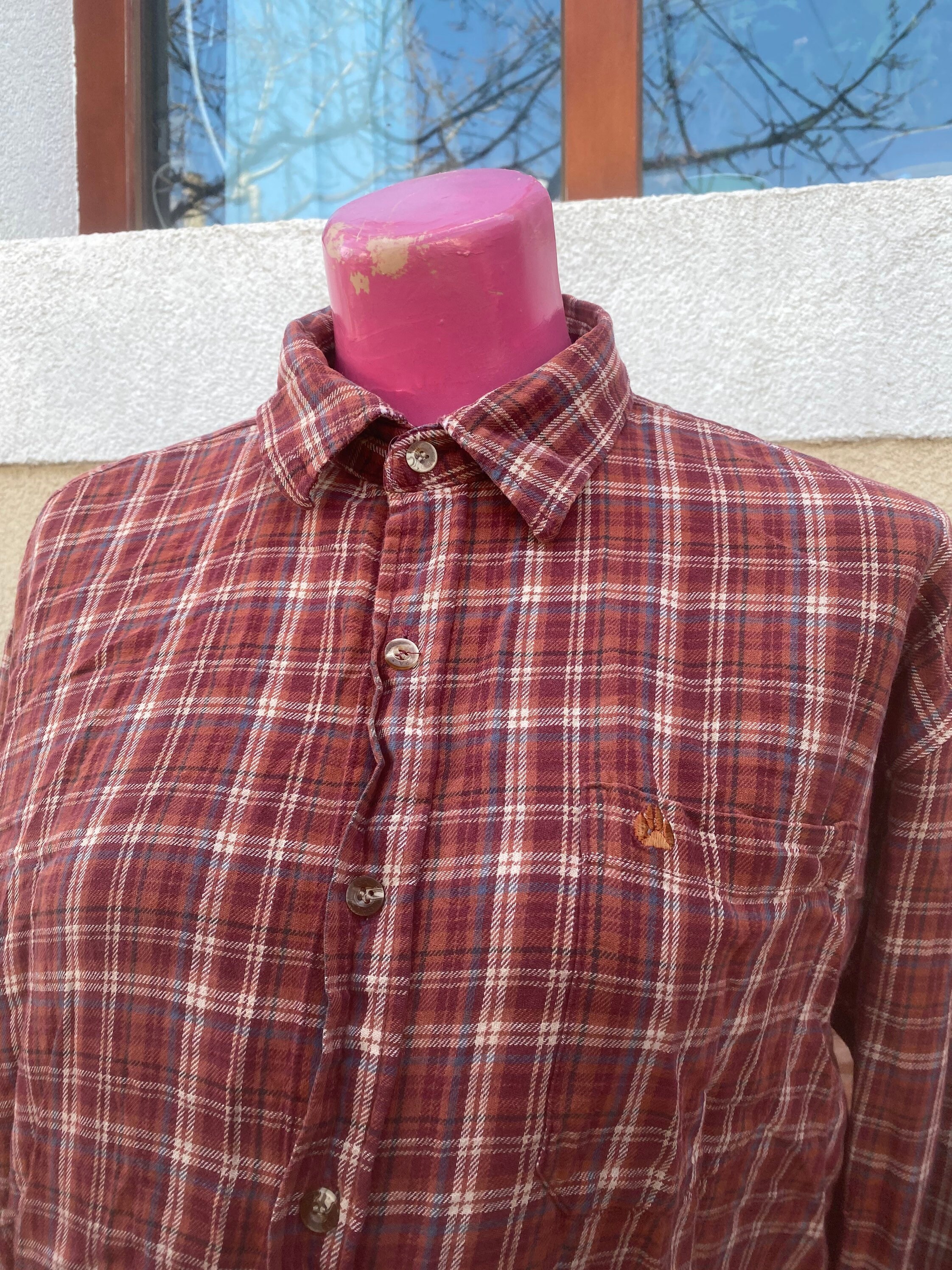 Red Squared Shirt , Size L - Etsy