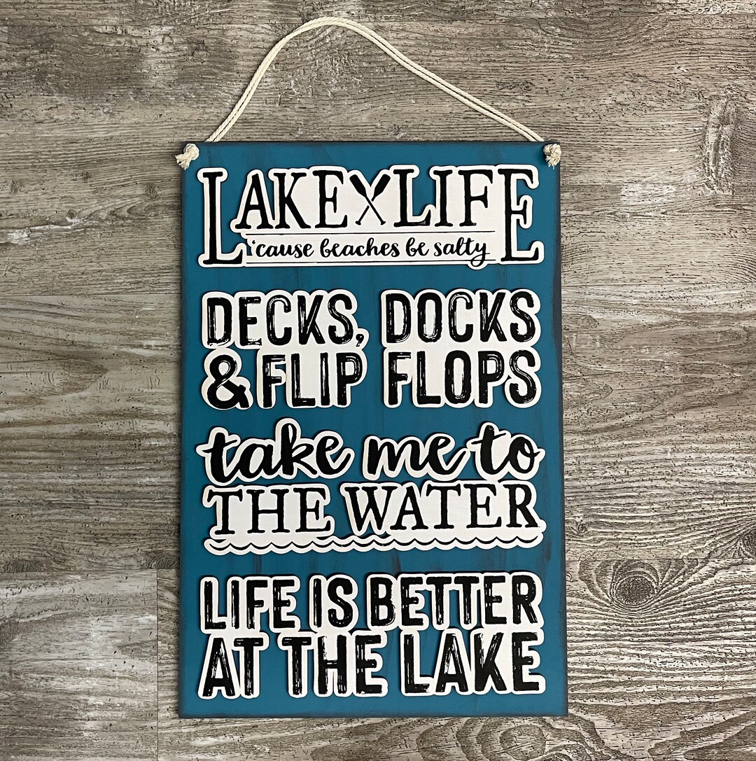 At the Lake, Lake Life Sign With Cutouts, Includes Back Sign ...