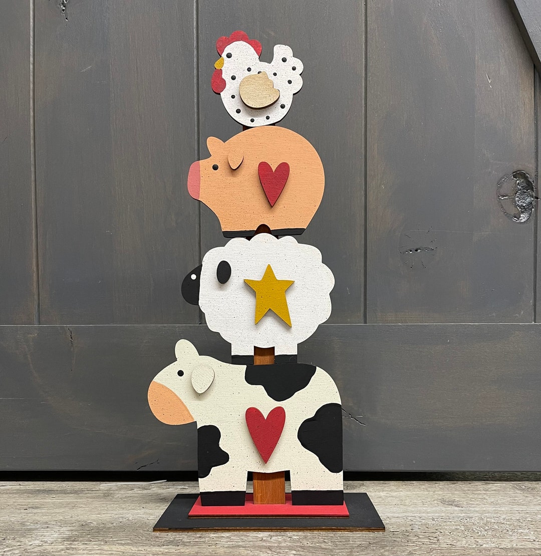 Farm Animal Stack Cutouts Ready for You to Paint Farmhouse, Cow, Pig ...