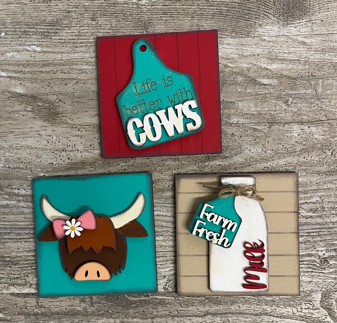 Life is Better With Cows Blocks Only Kit DIY Unpainted Wooden - Etsy