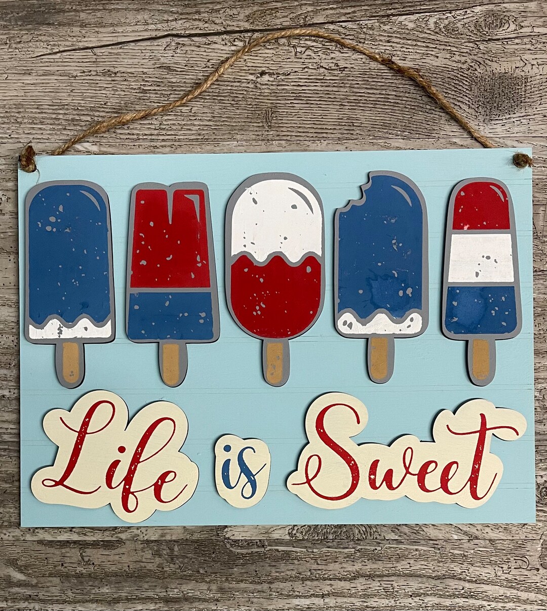 Life is Sweet Unpainted Wooden Pieces and 5 Popsicles With Sign and ...