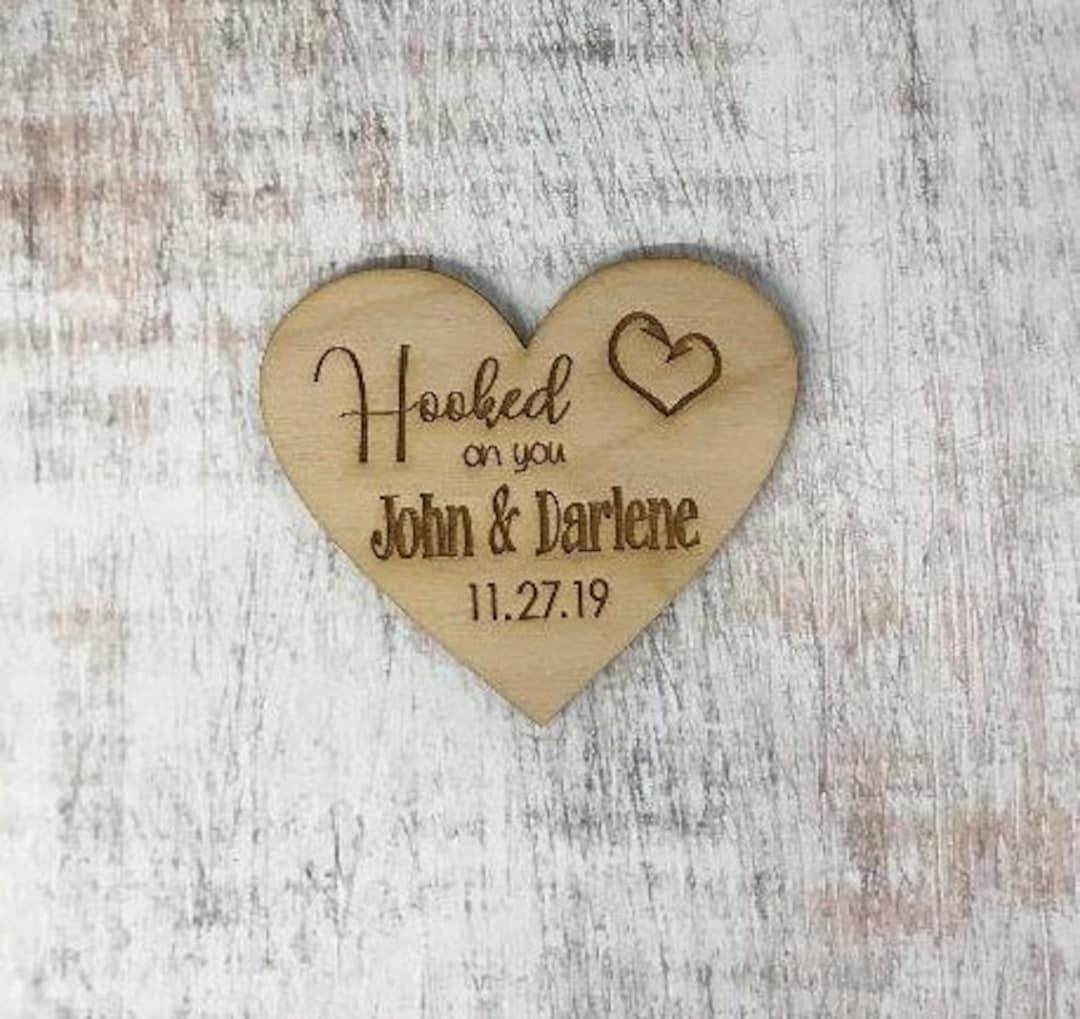 Hooked on You Qty 30-50 Heart Wedding Favors , 3" Fishing Themed ...