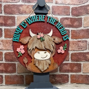 Highland Cow Sign Cutouts, 11 or 16 Inches Unfinished Cutouts With ...