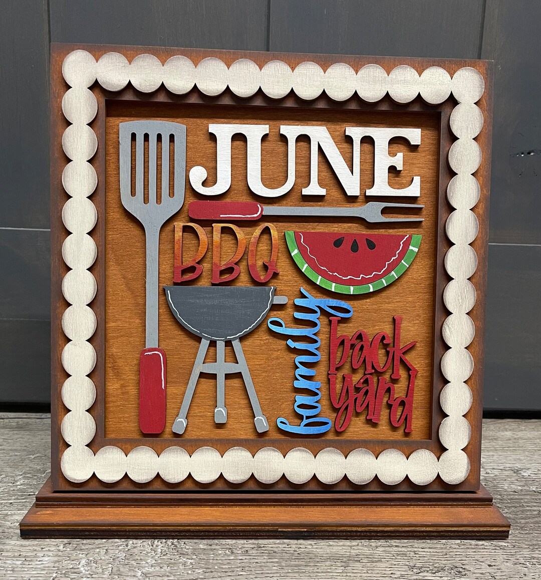 Unpainted Changeable Frame With the Removable June BBQ Seasonal Piece ...