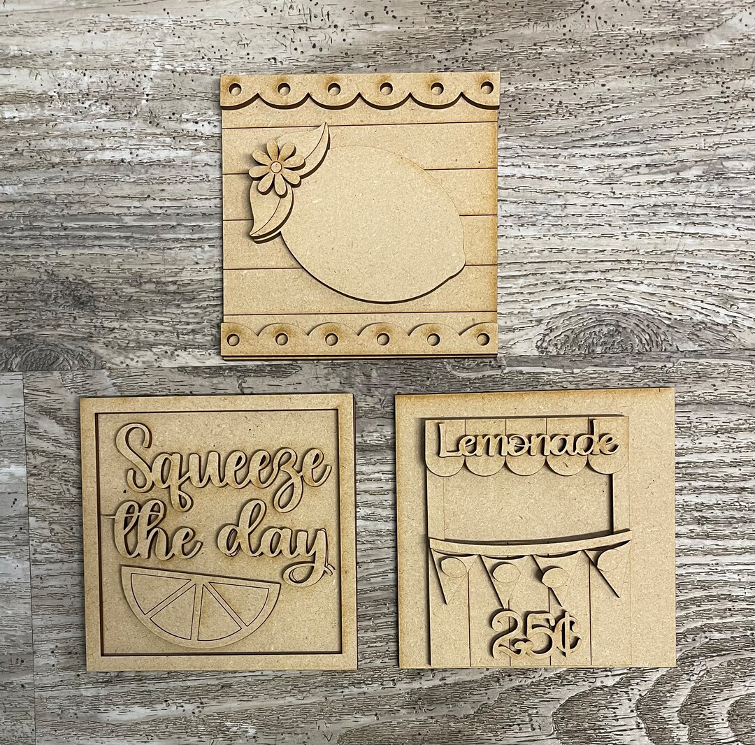 Lemon Blocks Only Kit, Lemonade DIY Unpainted Wooden Kit, DIY Blocks ...