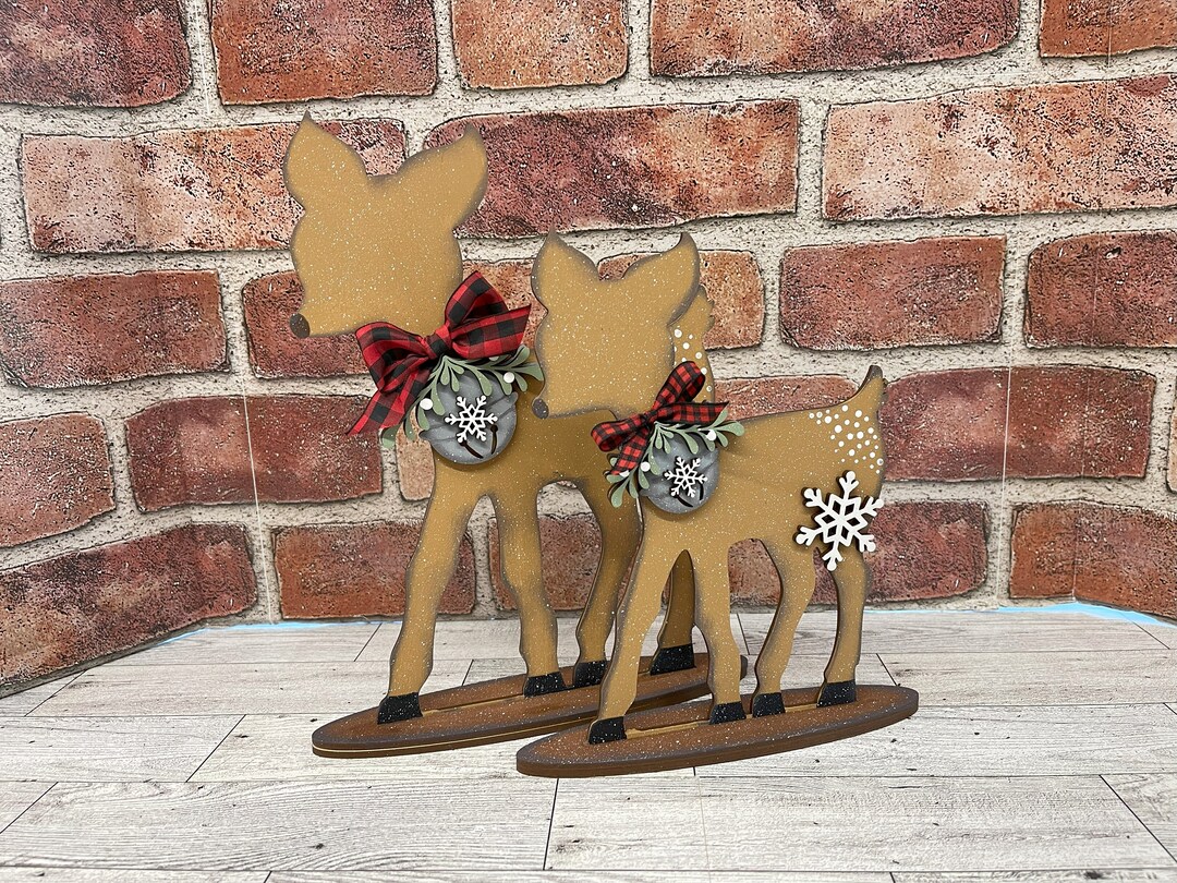 Mistletoe Deer Set of 2 Wood Cutouts, Unpainted Ready for You to Finish ...