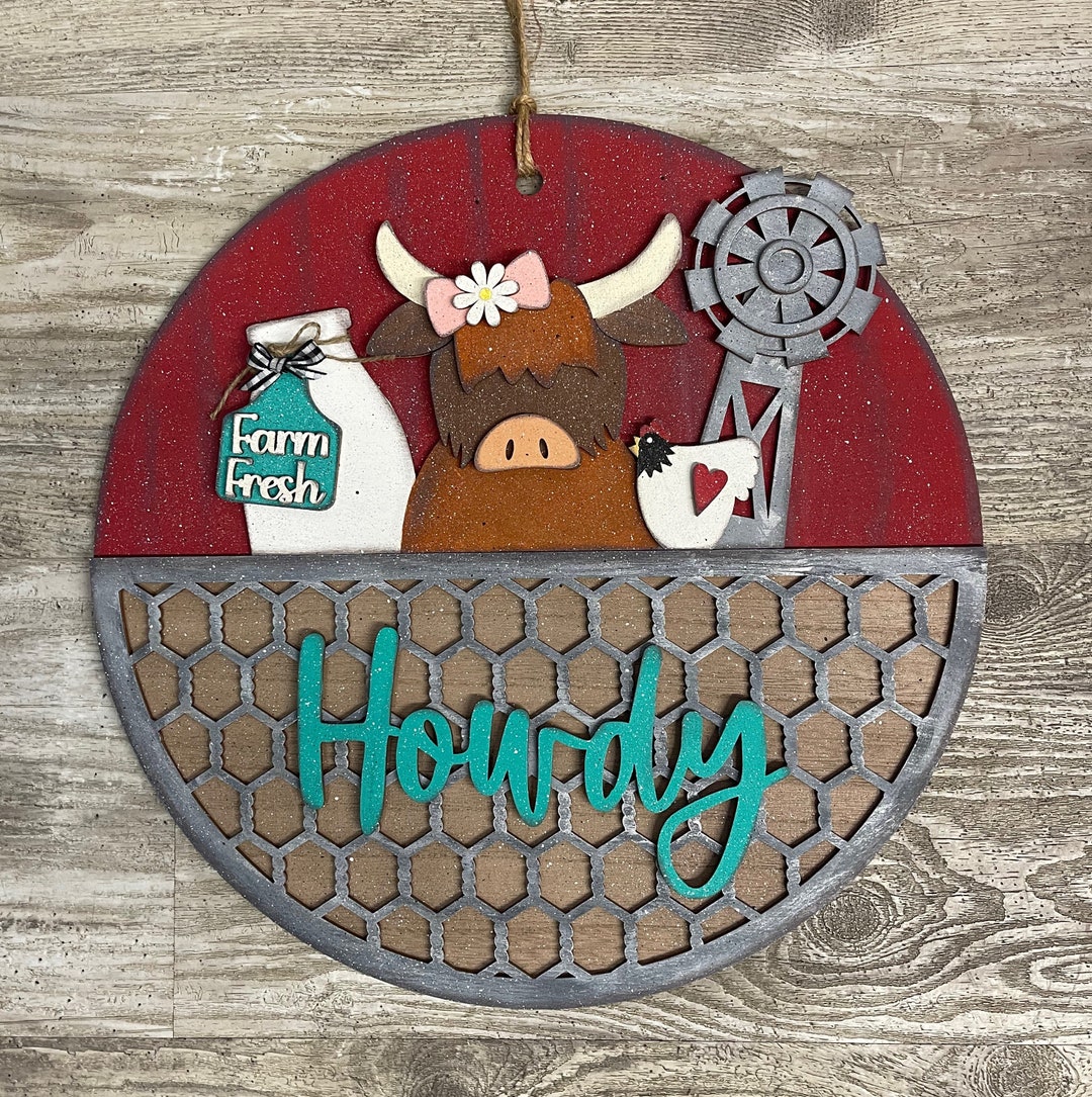 Farmhouse Cow Sign Cutouts, Unfinished Cutouts With or Without Round ...