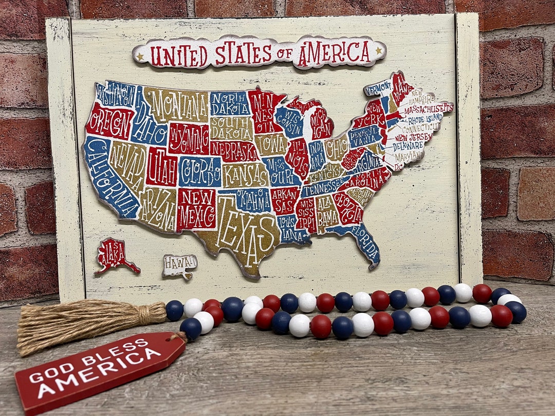 USA Map Cutouts With Sign Backer Kit Ready to Paint, Unpainted Wood ...