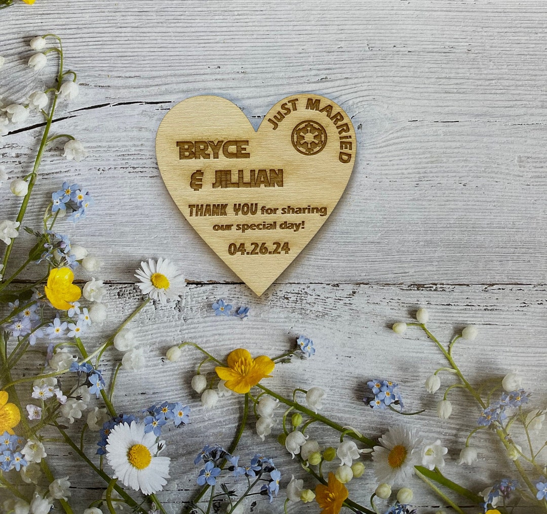 Jedi Heart Thank You Qty 30-50 Wedding Favor, Imperial Wedding, Rebel ...