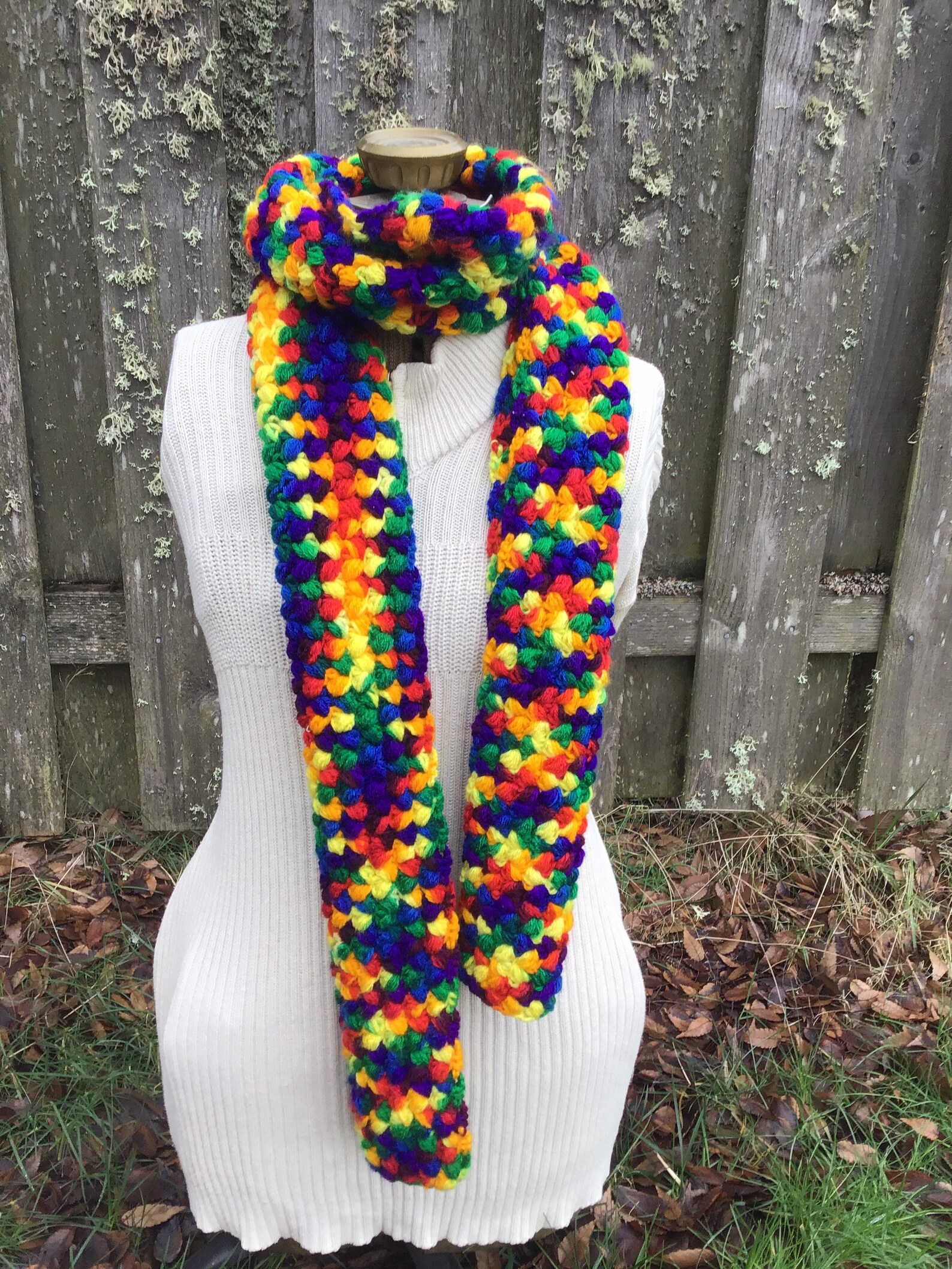 Rainbow Scarf, Crochet Rainbow Scarf, Handmade Rainbow Scarf - Etsy