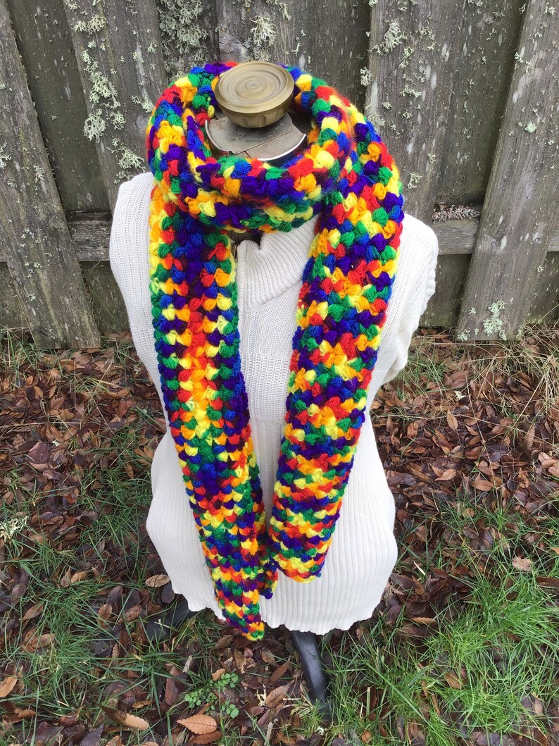 Rainbow Scarf, Crochet Rainbow Scarf, Handmade Rainbow Scarf - Etsy