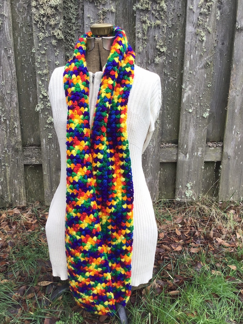 Rainbow Scarf, Crochet Rainbow Scarf, Handmade Rainbow Scarf - Etsy