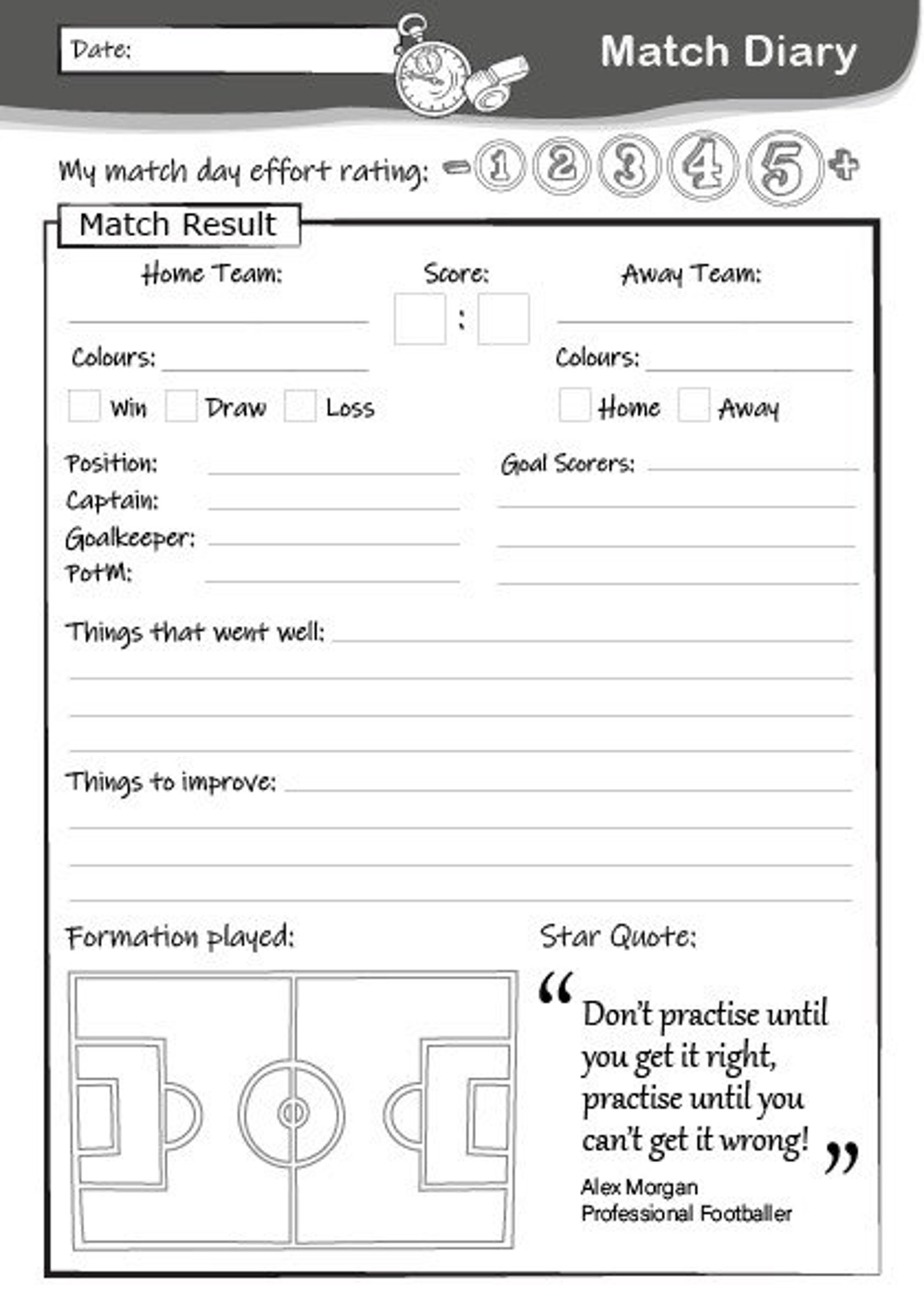 Footy Fantastic: Matchday Diary & Training Journal | Etsy