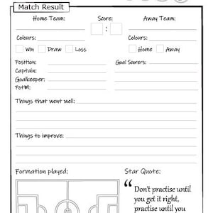 Footy Fantastic: Matchday Diary & Training Journal - Etsy