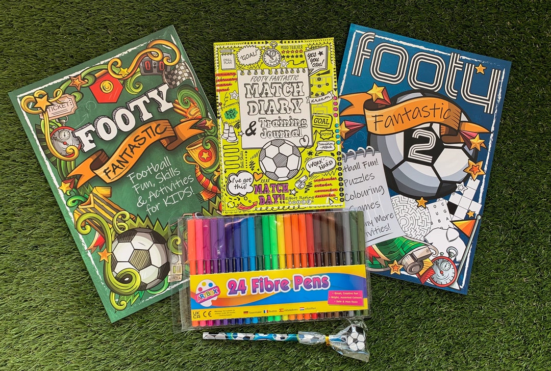 Football Gift Set (3 Books) PLUS Colouring Pens and Football Pencil ...