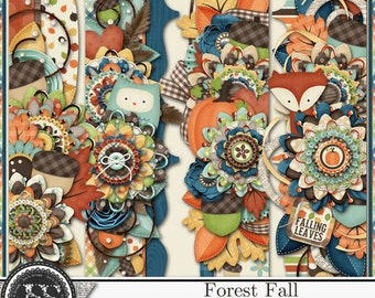 Digital Scrapbook Kit, Color Me Fall Page Borders Embellishments ...