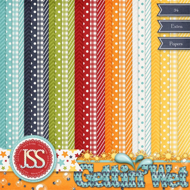 Digital Scrapbooking Gettin Wet Extra Papers Digital | Etsy