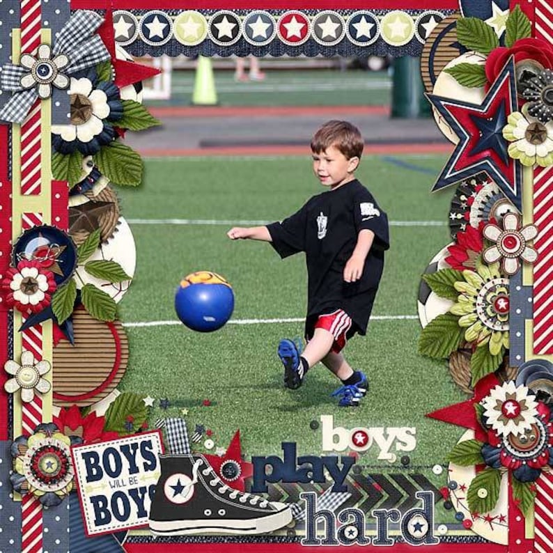 Genuine Boy 12x12 Digital Scrapbook Kit, Masculine - Etsy