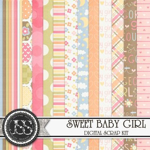 Sweet Baby Girl Digital Scrapbook Kit for Digital Scrapbooking and ...