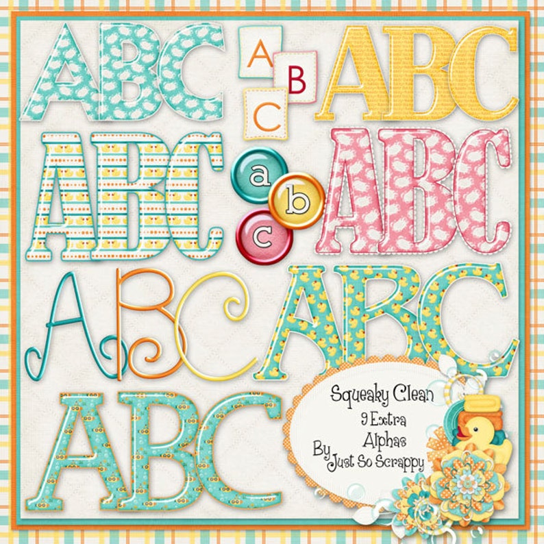 Squeaky Clean Digital Scrapbook Kit Extra Alphabets Pack - Digital ...
