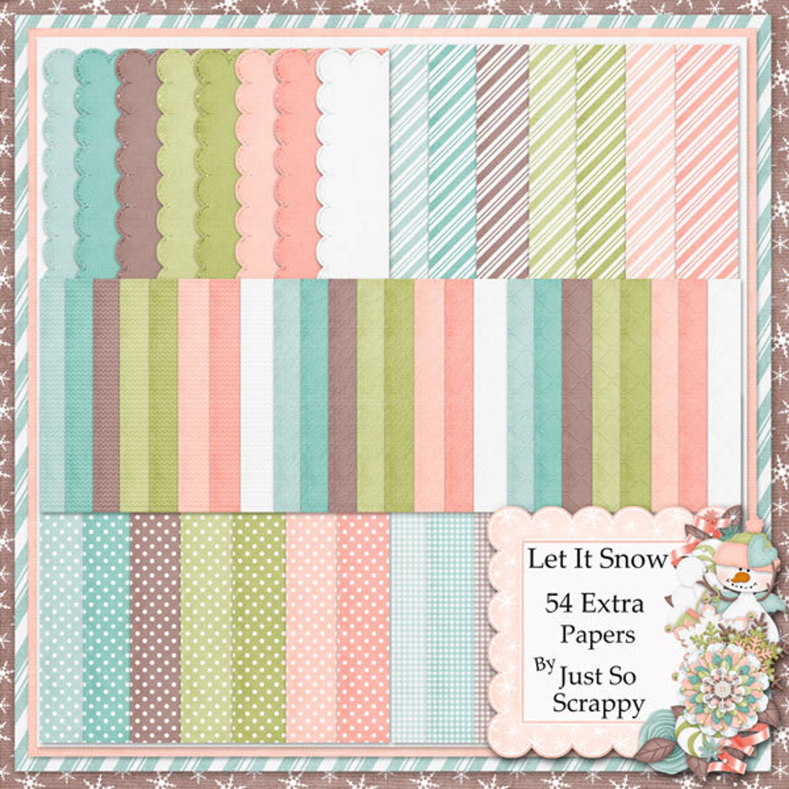 Let It Snow Digital Scrapbook Kit Extra Papers Pack Digital - Etsy
