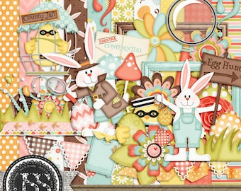 Egg Hunt Easter or Spring Digital Scrapbook Kit Holiday | Etsy