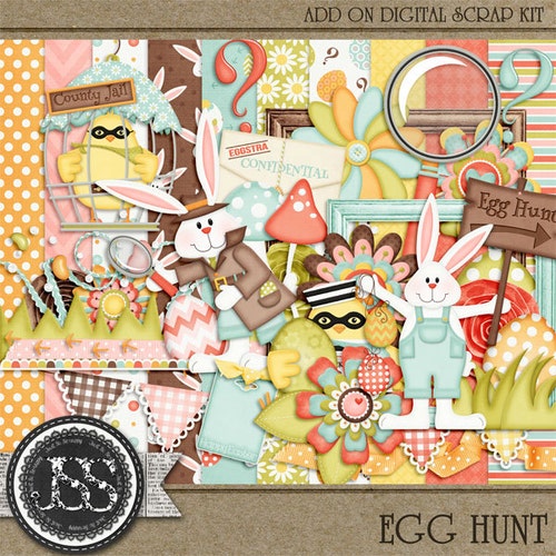 Egg Hunt Easter or Spring Digital Scrapbook Kit Holiday - Etsy
