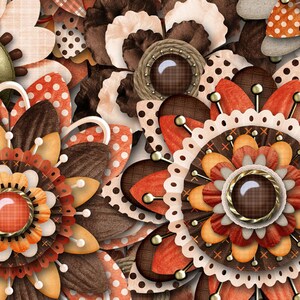 Pumpkin Spice Fall Autumn Layered Flowers Embellishments, Digital ...
