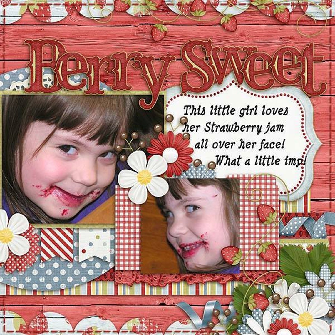 Sweet and Juicy Strawberry Digital Scrapbooking Kit Collection Bundle ...