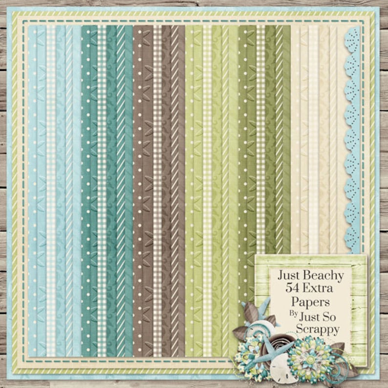 Just Beachy Digital Scrapbook Kit Extra Papers Pack Digital | Etsy