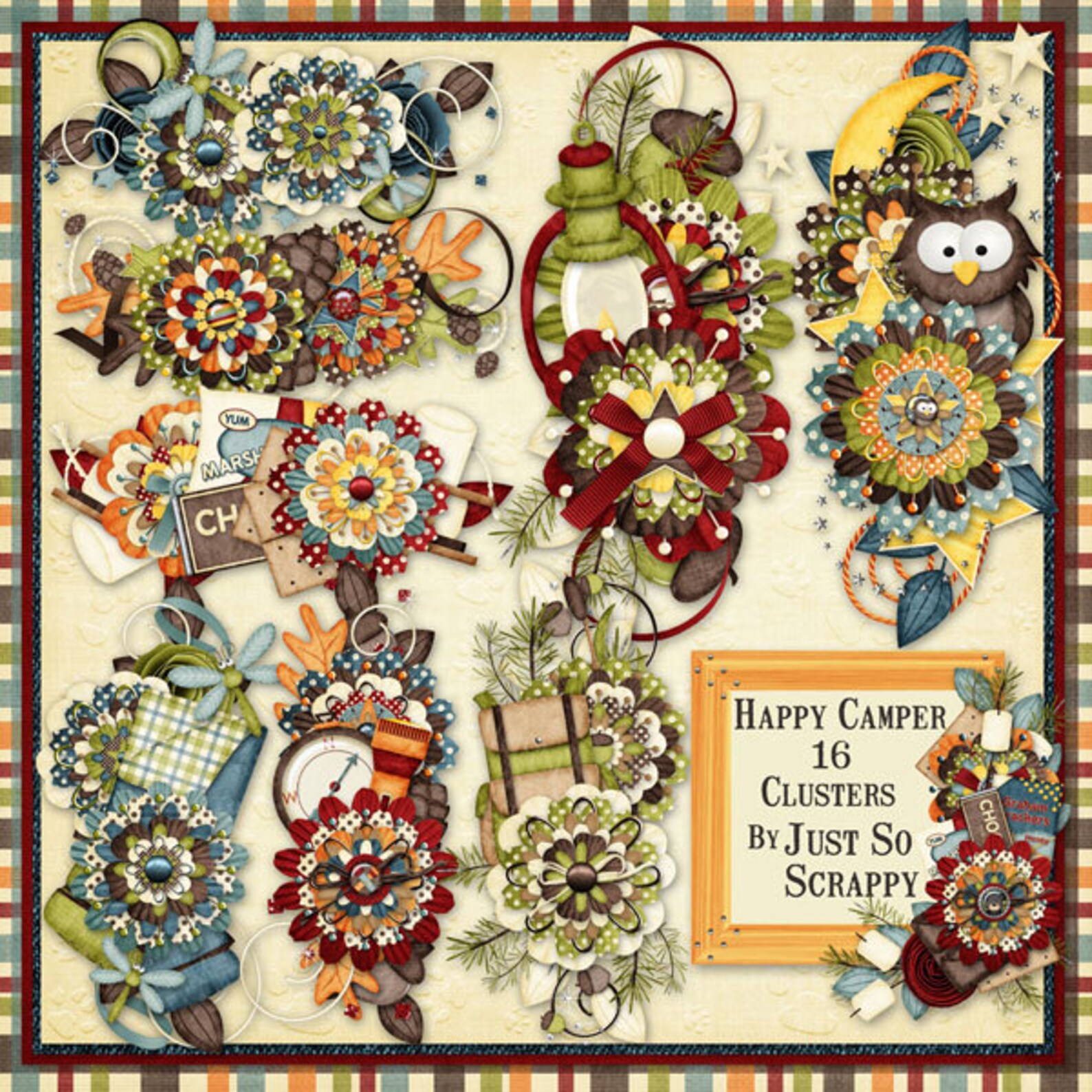 Clusters Happy Camper Digital Scrapbook Kit Clusters | Etsy