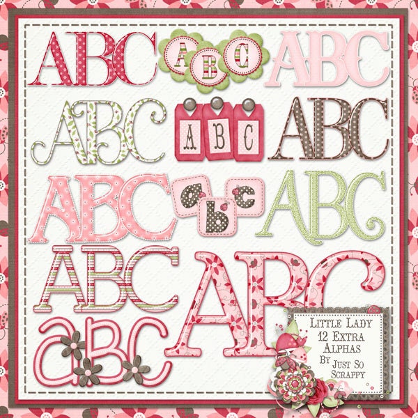 Alphabets Little Lady Digital Scrapbook Kit Extra Alphabets | Etsy