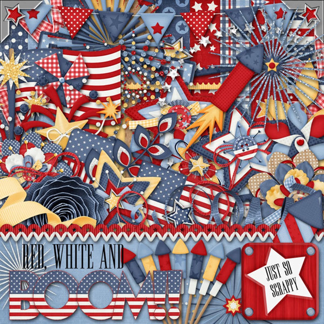 Red White and Boom Digital Scrapbook Kit - Digital Scrapbooking - Etsy