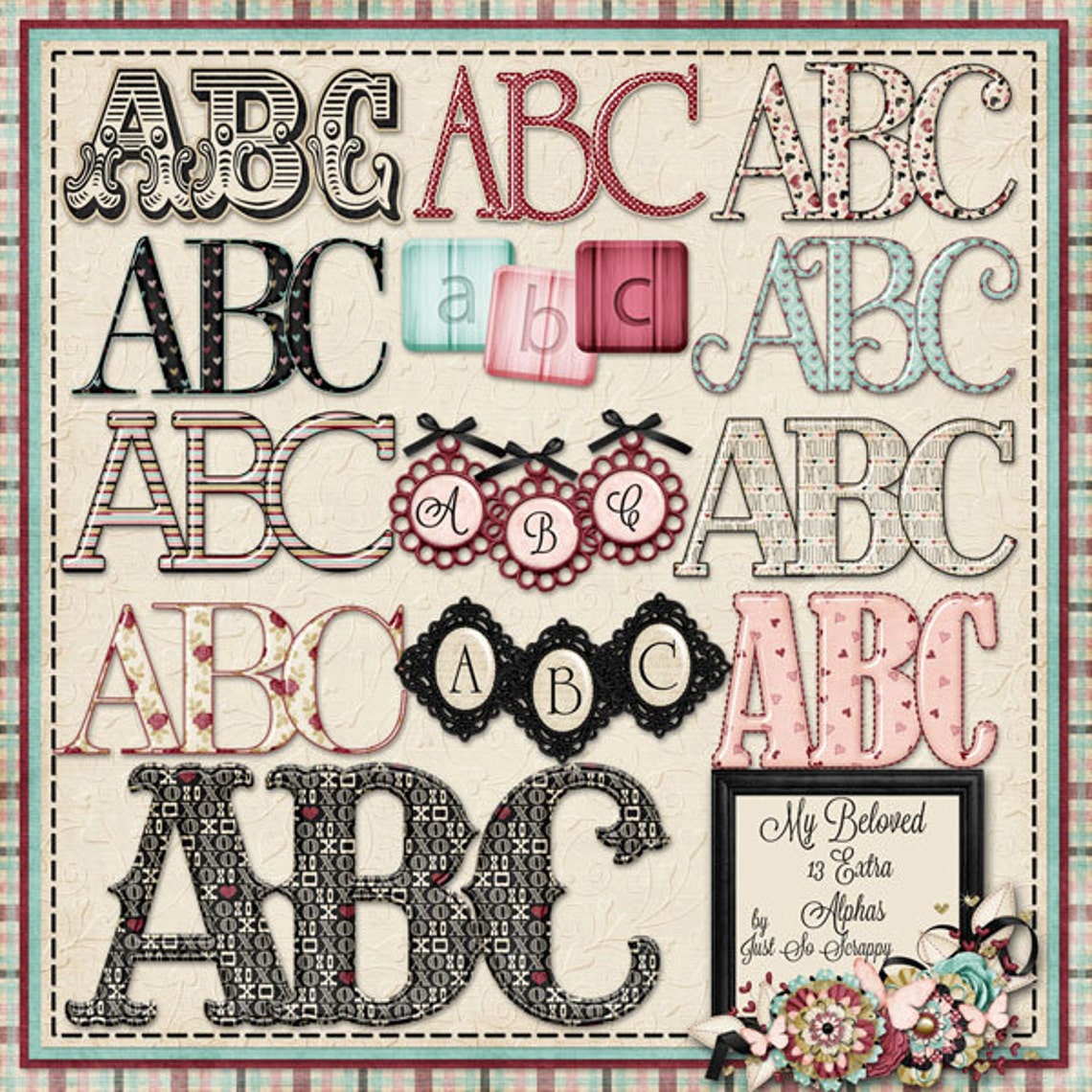 Alphabets My Beloved Digital Scrapbook Kit Extra Alphabets | Etsy