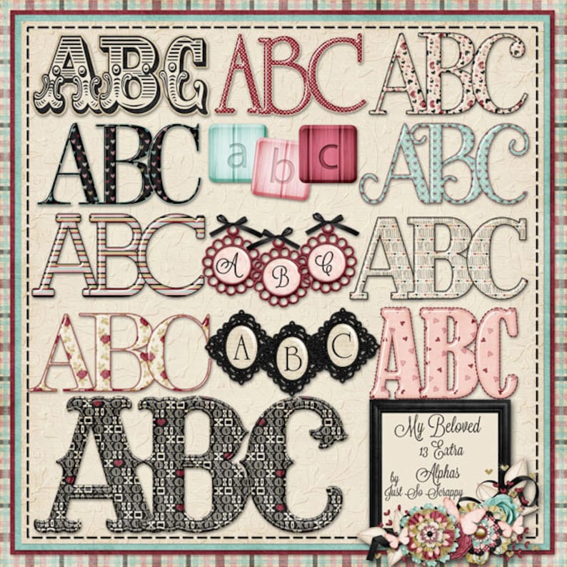 Alphabets My Beloved Digital Scrapbook Kit Extra Alphabets - Etsy