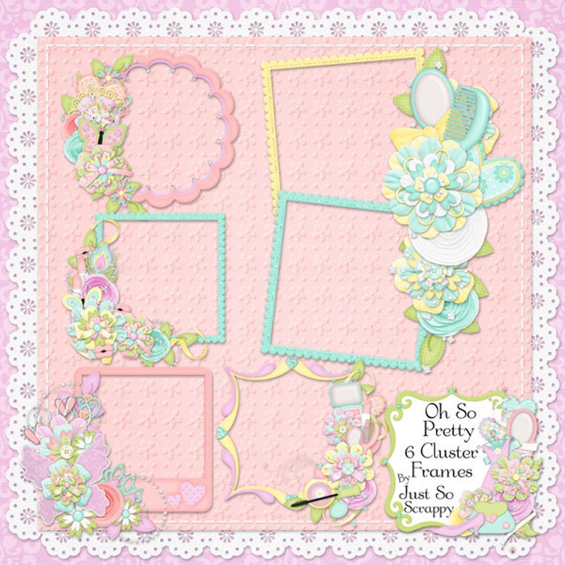 Oh so Pretty Digital Scrapbook Kit Cluster Frames Digital - Etsy