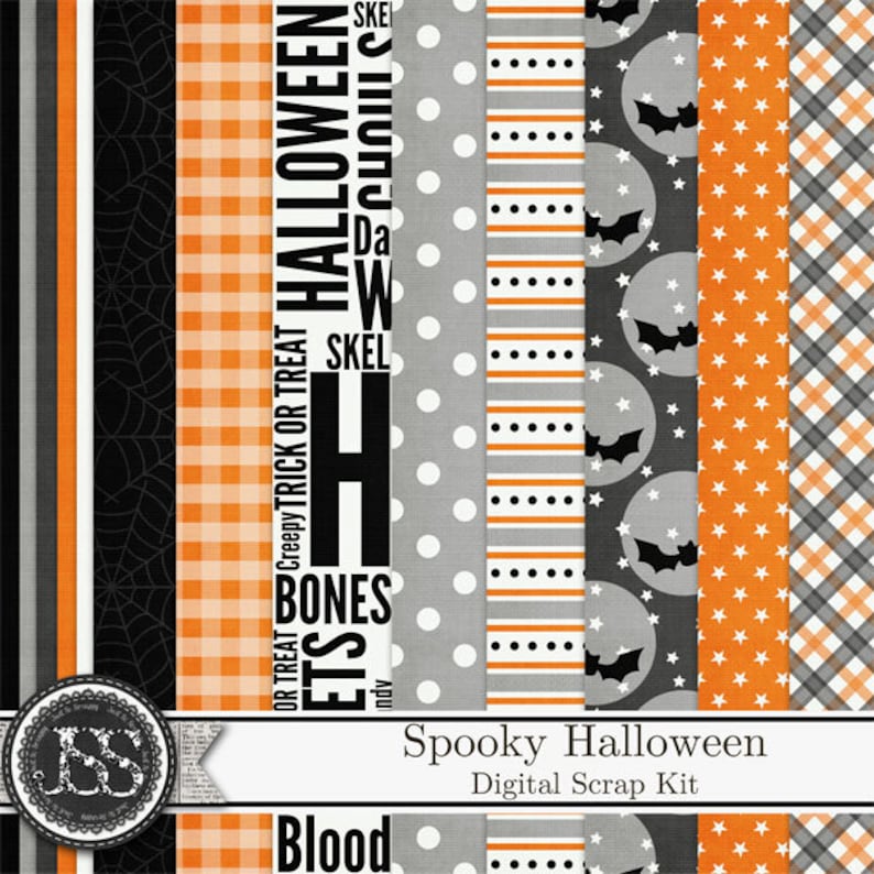 Spooky Halloween 12x12 Digital Scrapbooking Kit, Holiday, Kid Fun ...