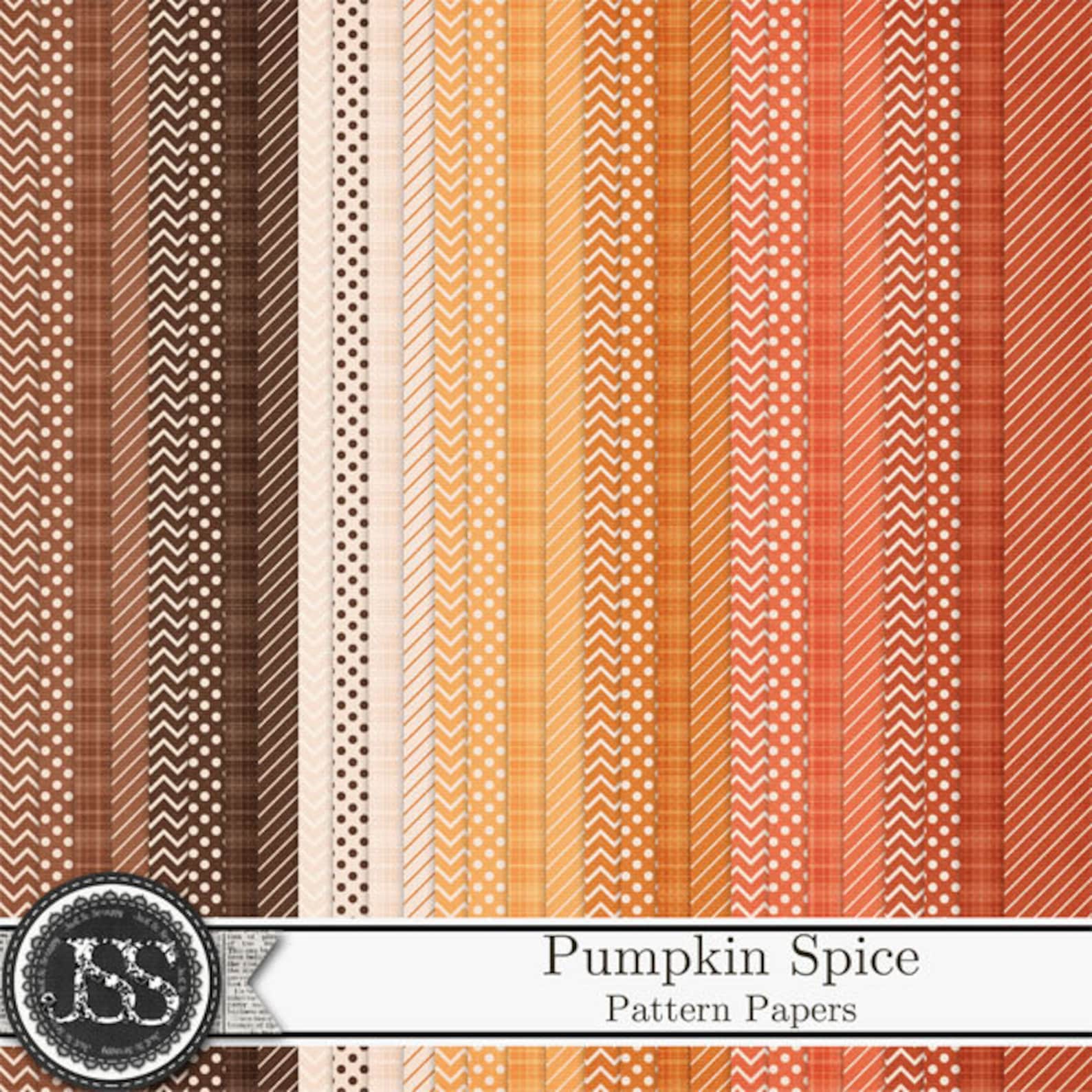 Pumpkin Spice Fall Autumn 12x12 Pattern Papers and Backgrounds, Digital ...