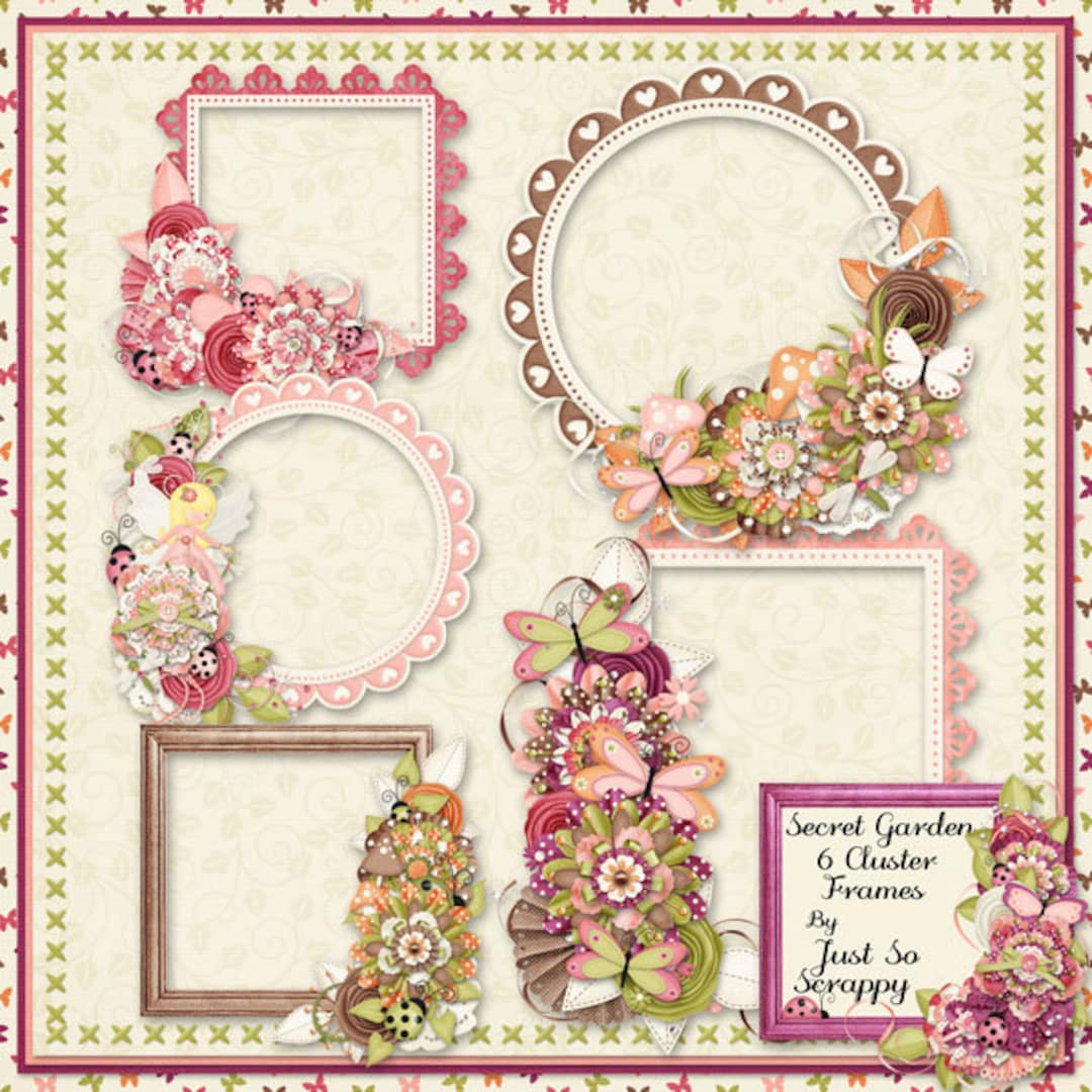 Secret Garden Digital Scrapbook Kit Cluster Frames - Digital ...