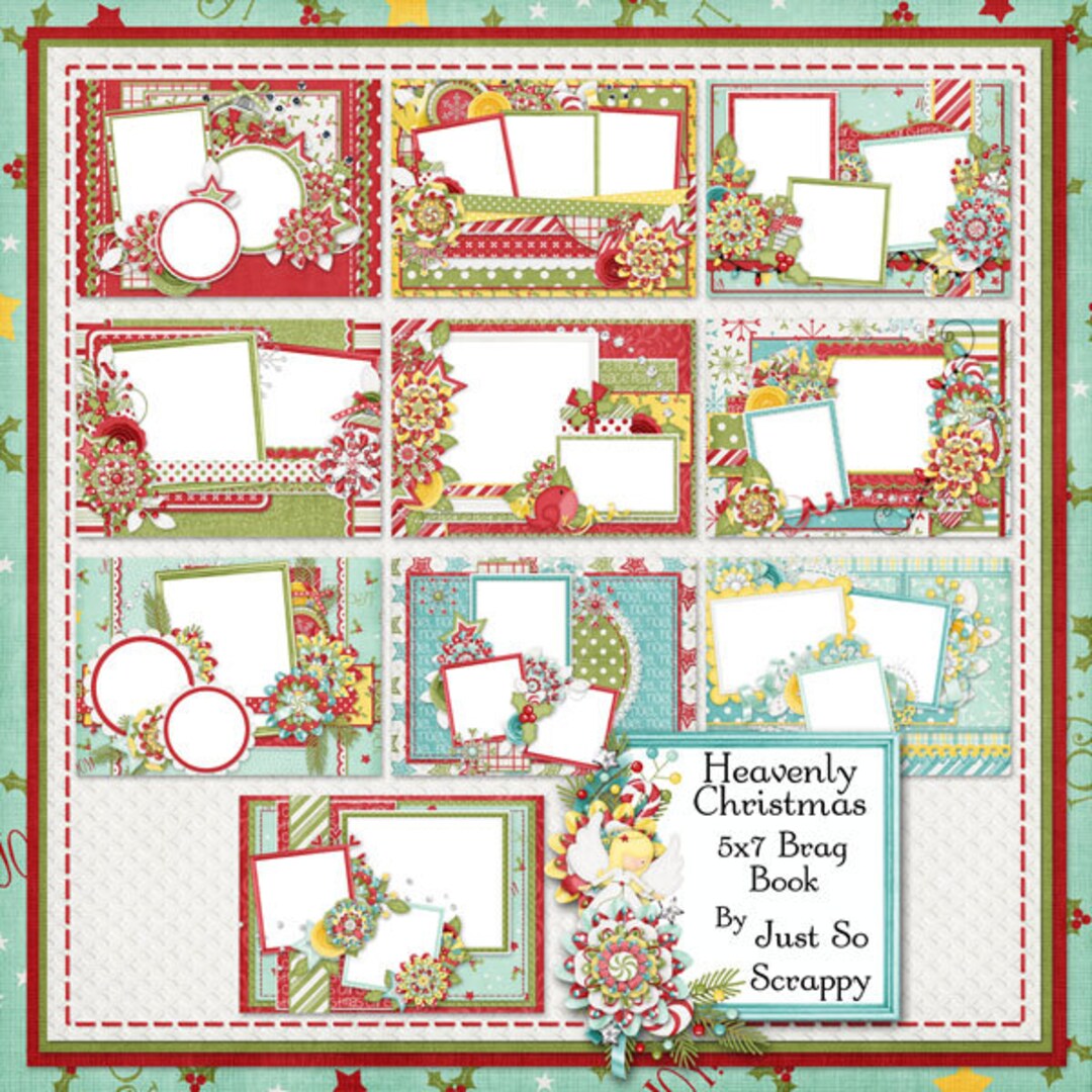 Heavenly Christmas Digital Scrapbook Kit, 5x7 Brag Book, Pre Made Pages ...