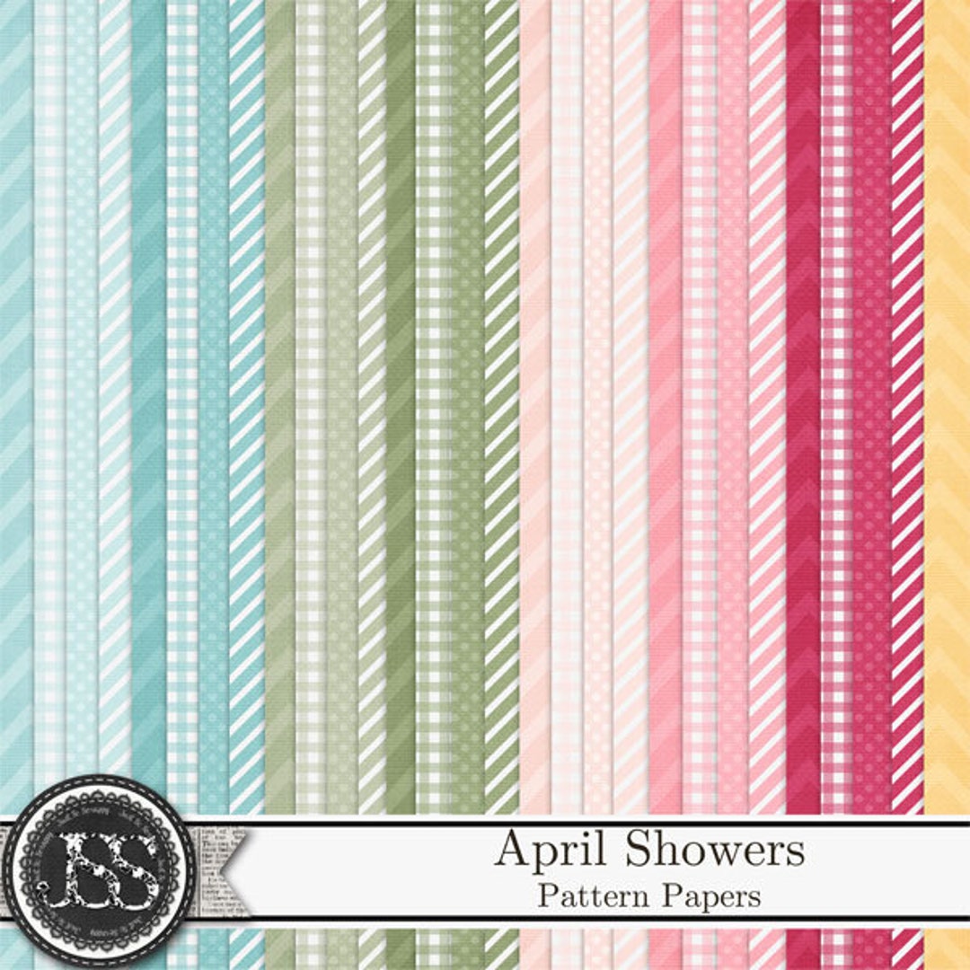 April Showers Spring 12x12 Pattern Papers, Digital Scrapbook Kit - Etsy