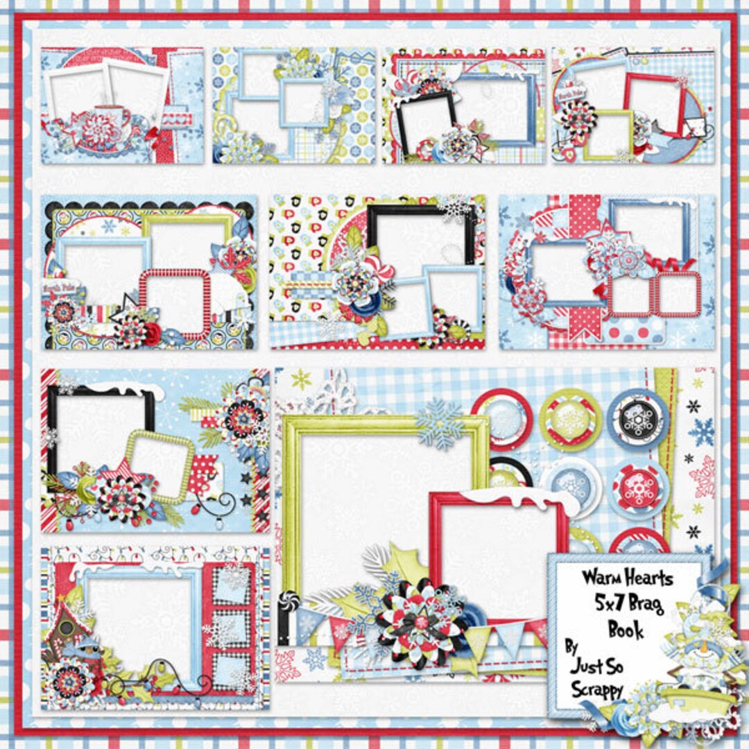 Warm Hearts Digital Scrapbook Kit 5x7 Brag Book - Digital Scrapbooking ...