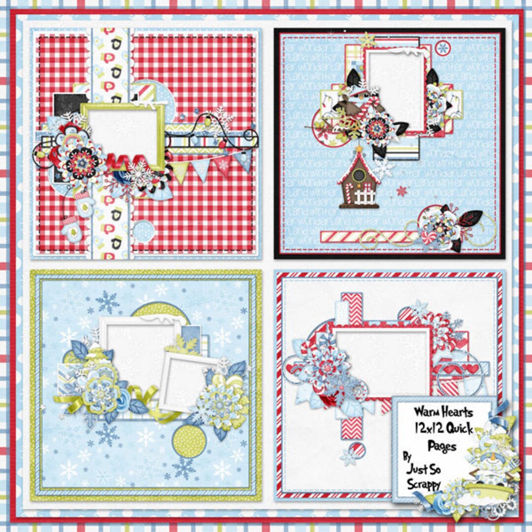 Warm Hearts Digital Scrapbook Kit 12x12 Quick Pages - Digital ...
