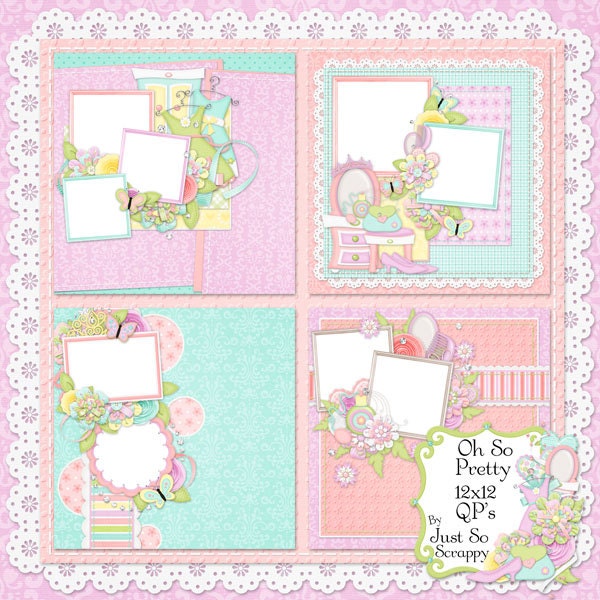 Oh so Pretty Digital Scrapbook Kit 12x12 Quick Pages - Digital ...