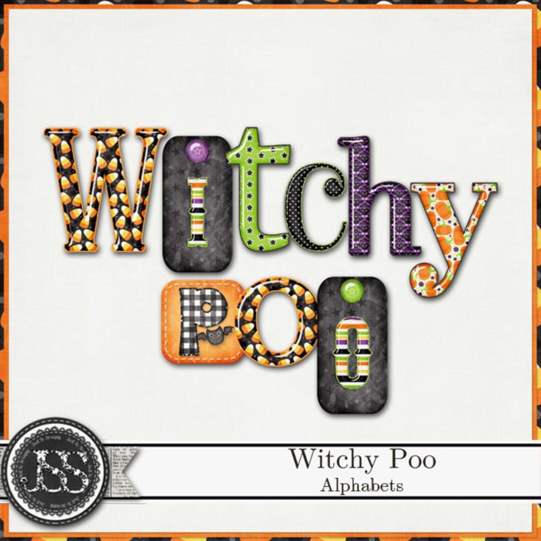 Witchy Poo Halloween Alphabet Embellishments, Digital Scrapbook Kit - Etsy