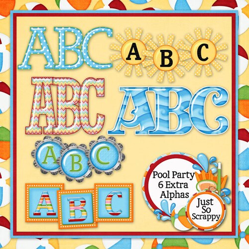 Pool Party Digital Scrapbook Kit Page Borders Digital - Etsy